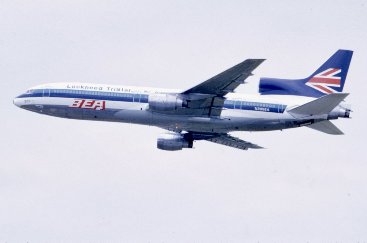 Lockheed TriStar N305EA in hybrid Eastern/BEA scheme at the Farnborough ...