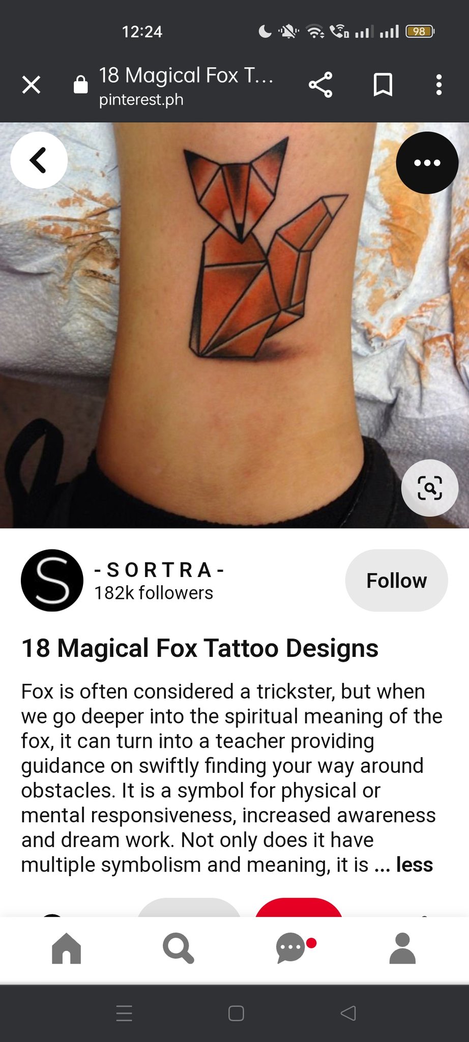 Origami Fox Tattoos