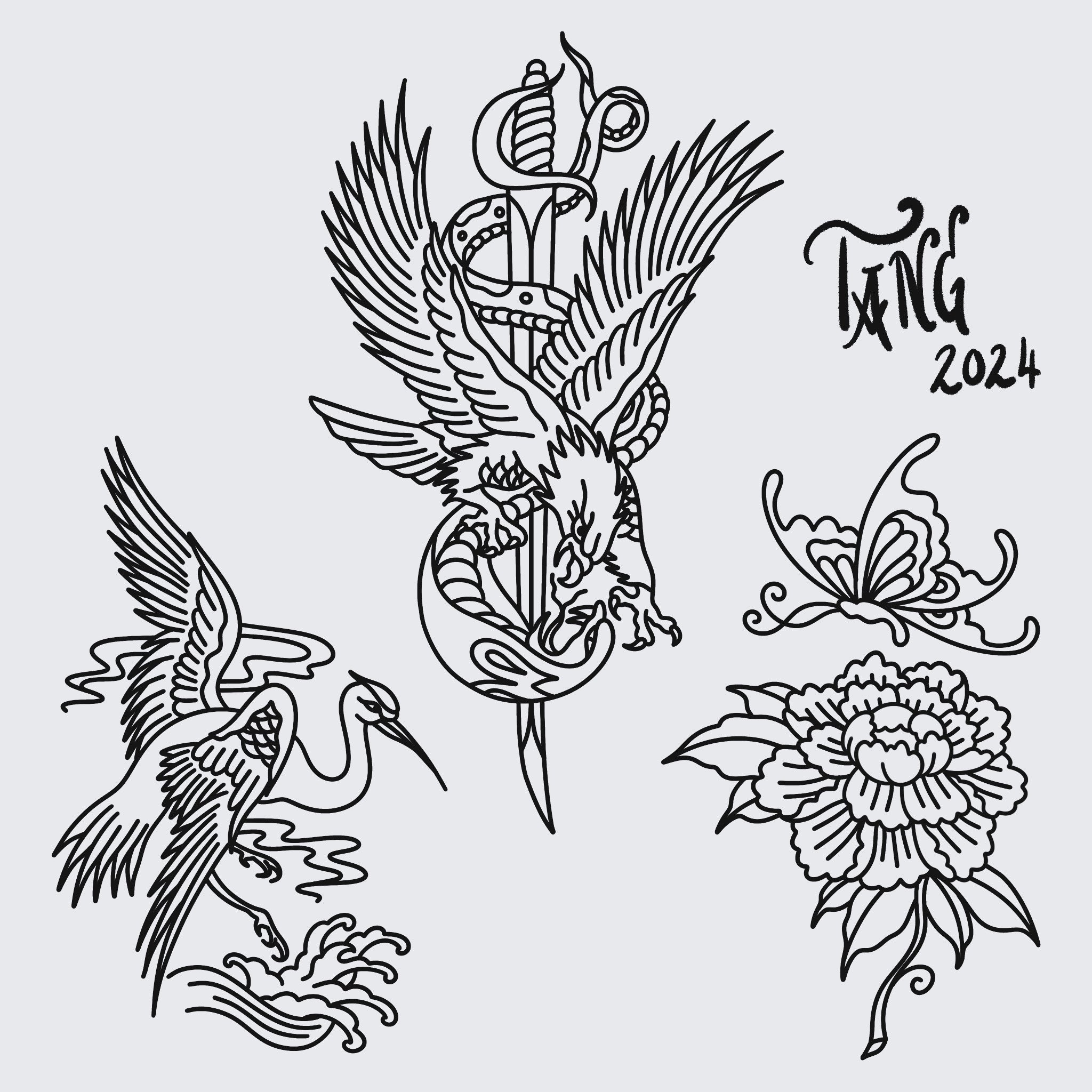 Pinky yun tattoo flash | Orangetattooshop.com