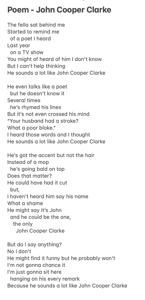 John Cooper Clarke Wedding Poem