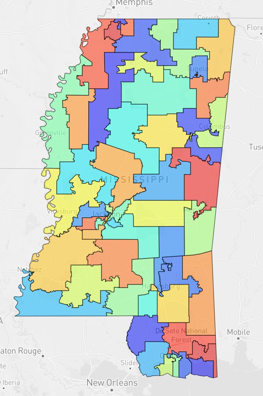Mississippi Map Counties Congressional Lines