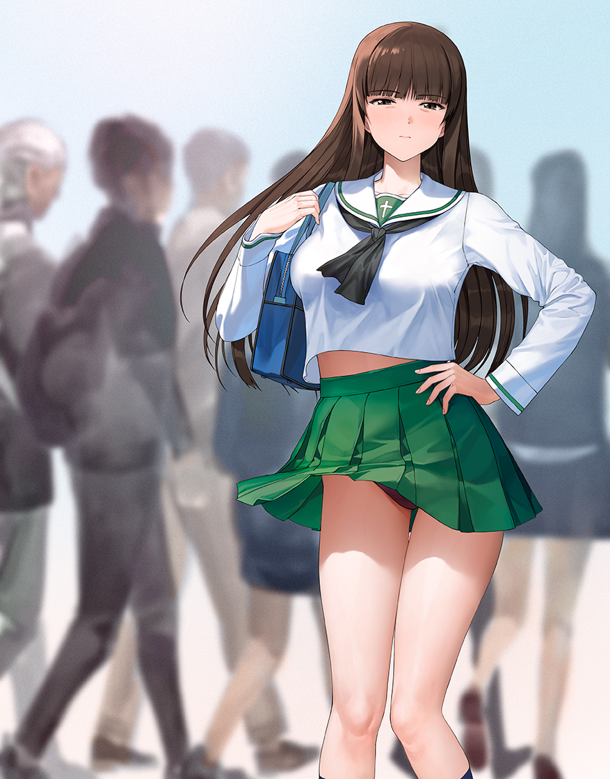 制服のエロ画像 イラスト「「これは都市迷彩… 女子高生の制服は都会の迷彩服だから…」