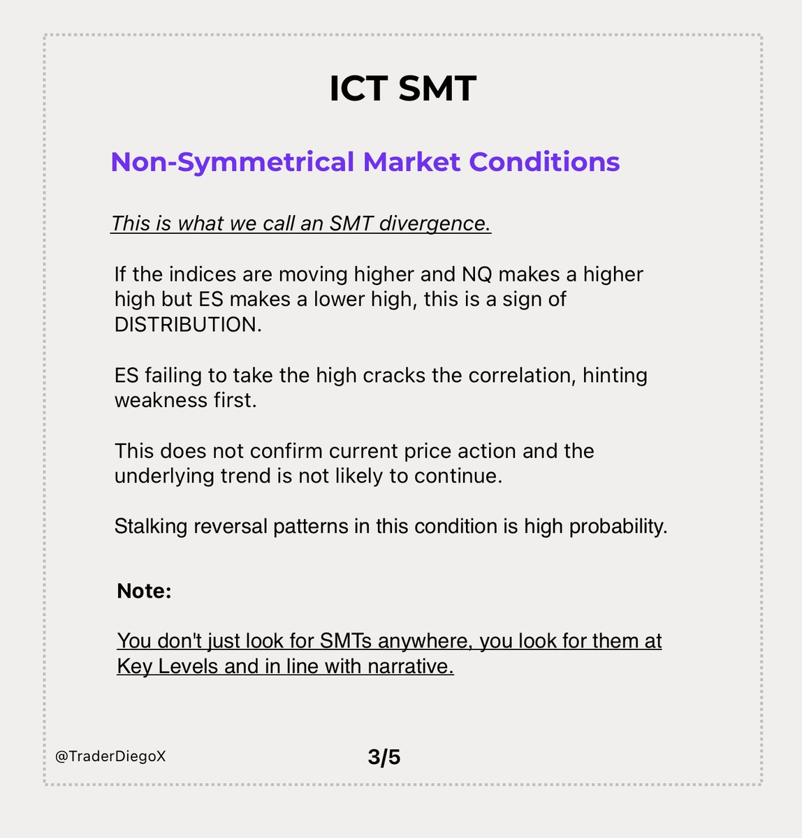 Quick guide to SMT Divergence: (All Credits to ICT) Like, Repost, Bookmark🔖 - Thread from Trader ...