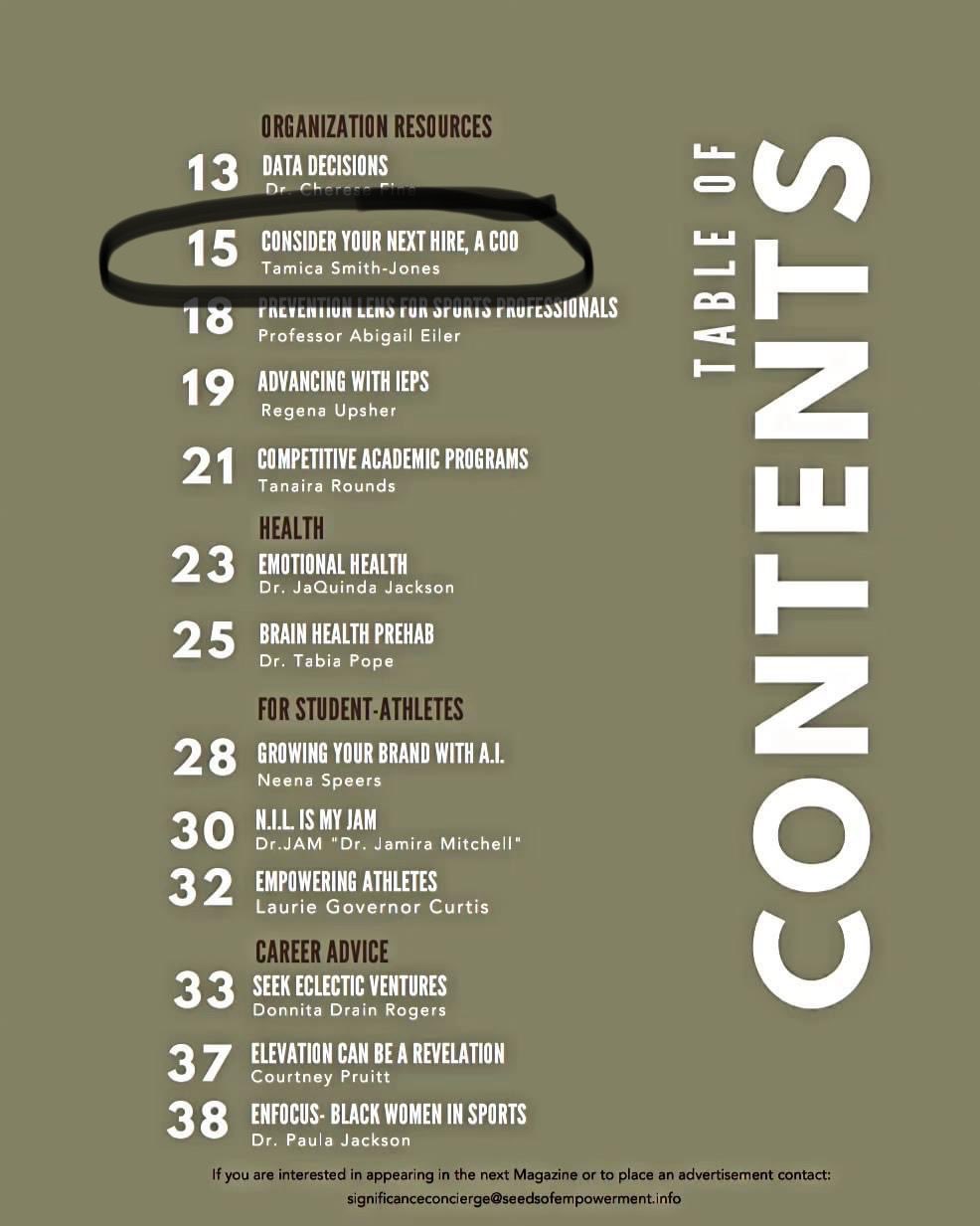 Magazine Table Of Contents Examples