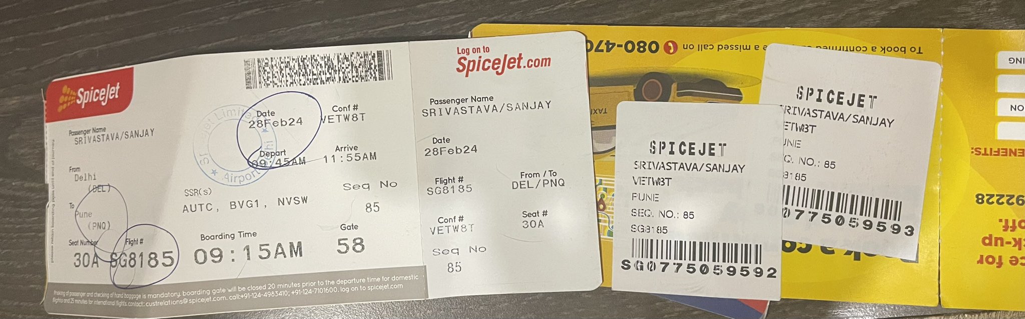 Spicejet Boarding Pass