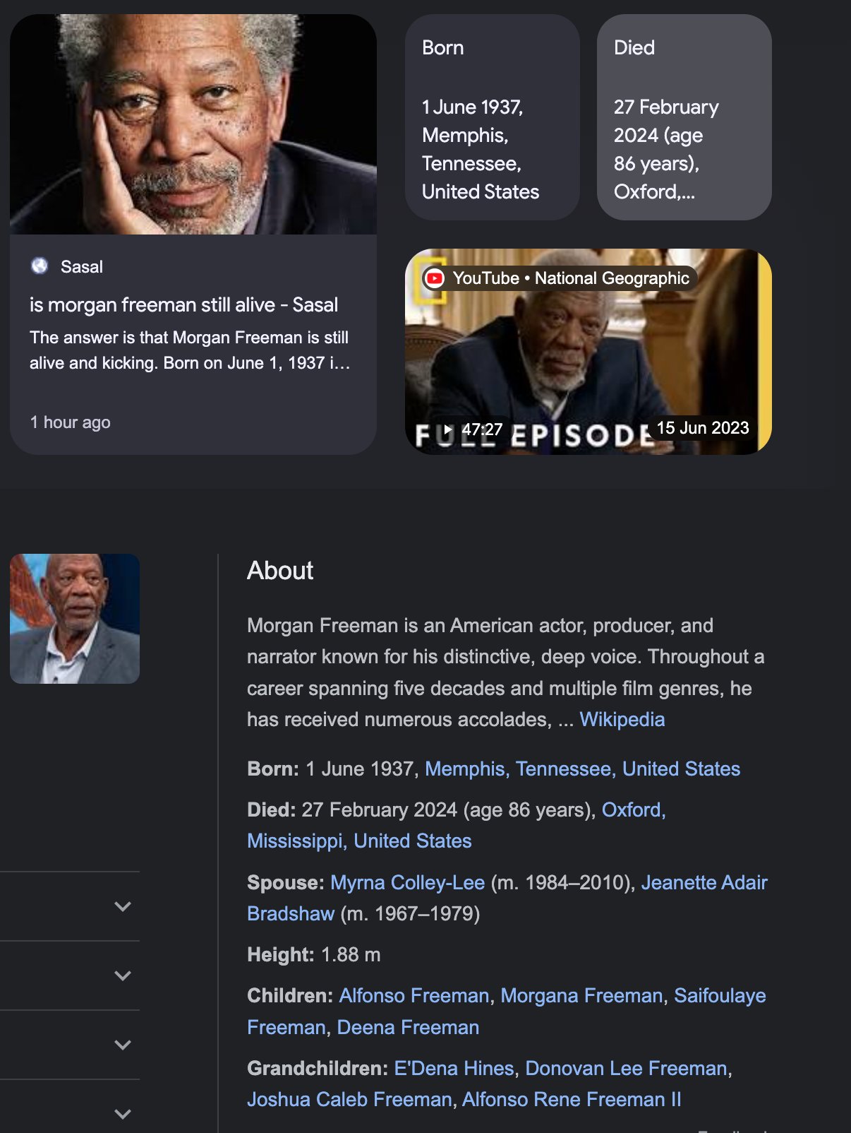 Morgan Freemans Kinderen MORGAN FREEMAN Retro T Shirt Morgan Freeman