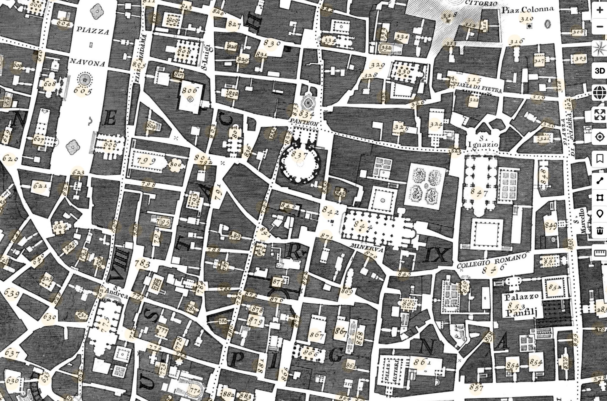 Rome Nolli Rome Sectional Map Poster Print By Giovanni Battista Nolli