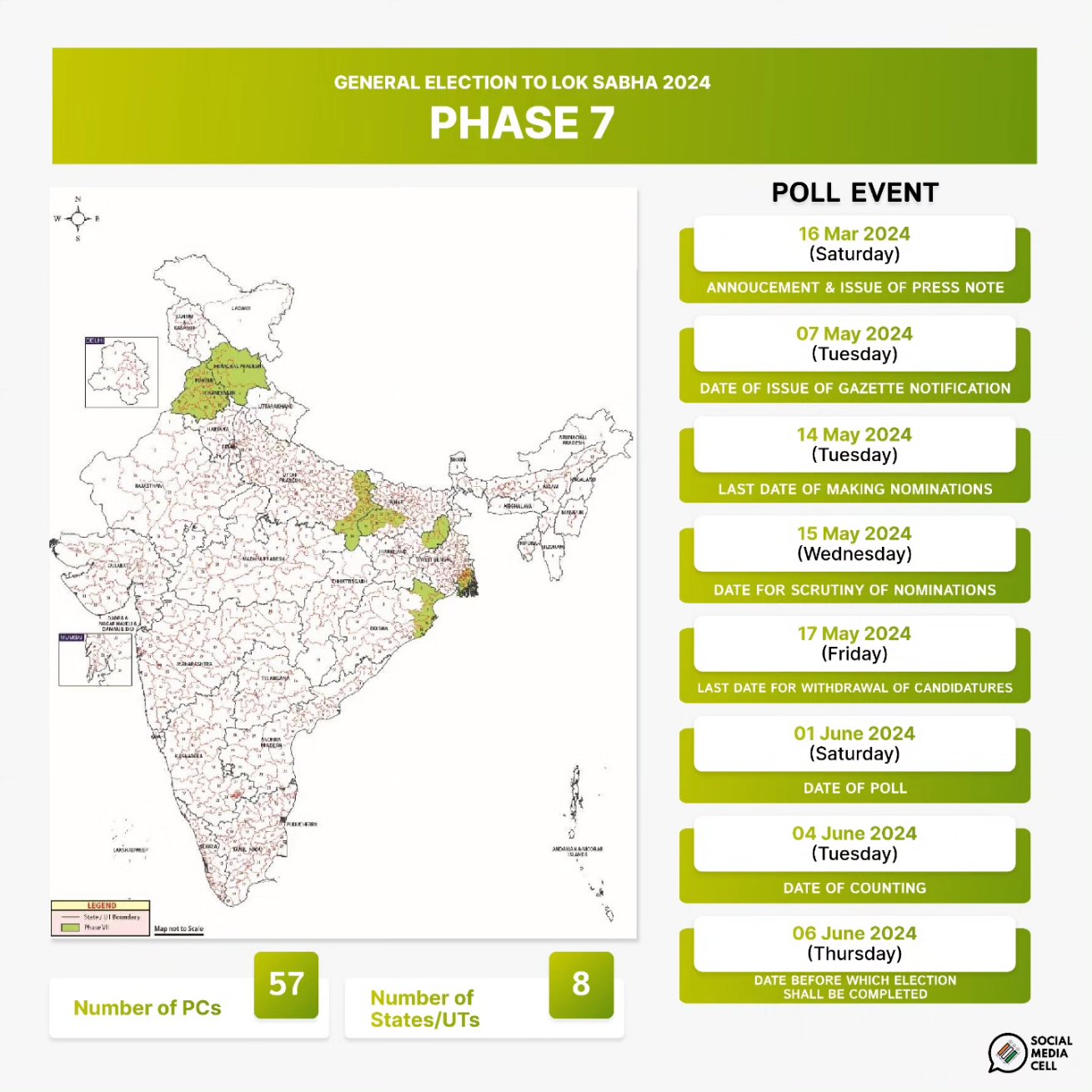 7 Phases Schedule for General Elections in India | List of States and ...