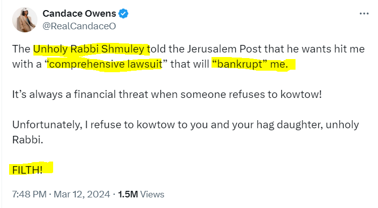 🧵 ️1/ CONFIRMED? RABBI SHMULEY BOTEACH CALLS CANDACE OWENS THE 'N' WORD ...