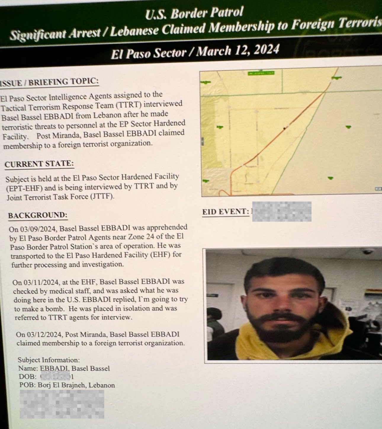 Lebanese migrant detained at US border claims 'he was going to try and ...