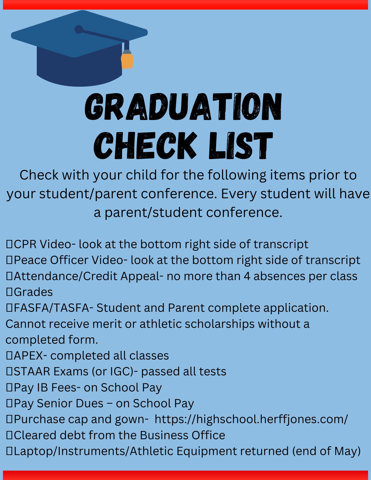 High School Graduation Ceremony Checklist
