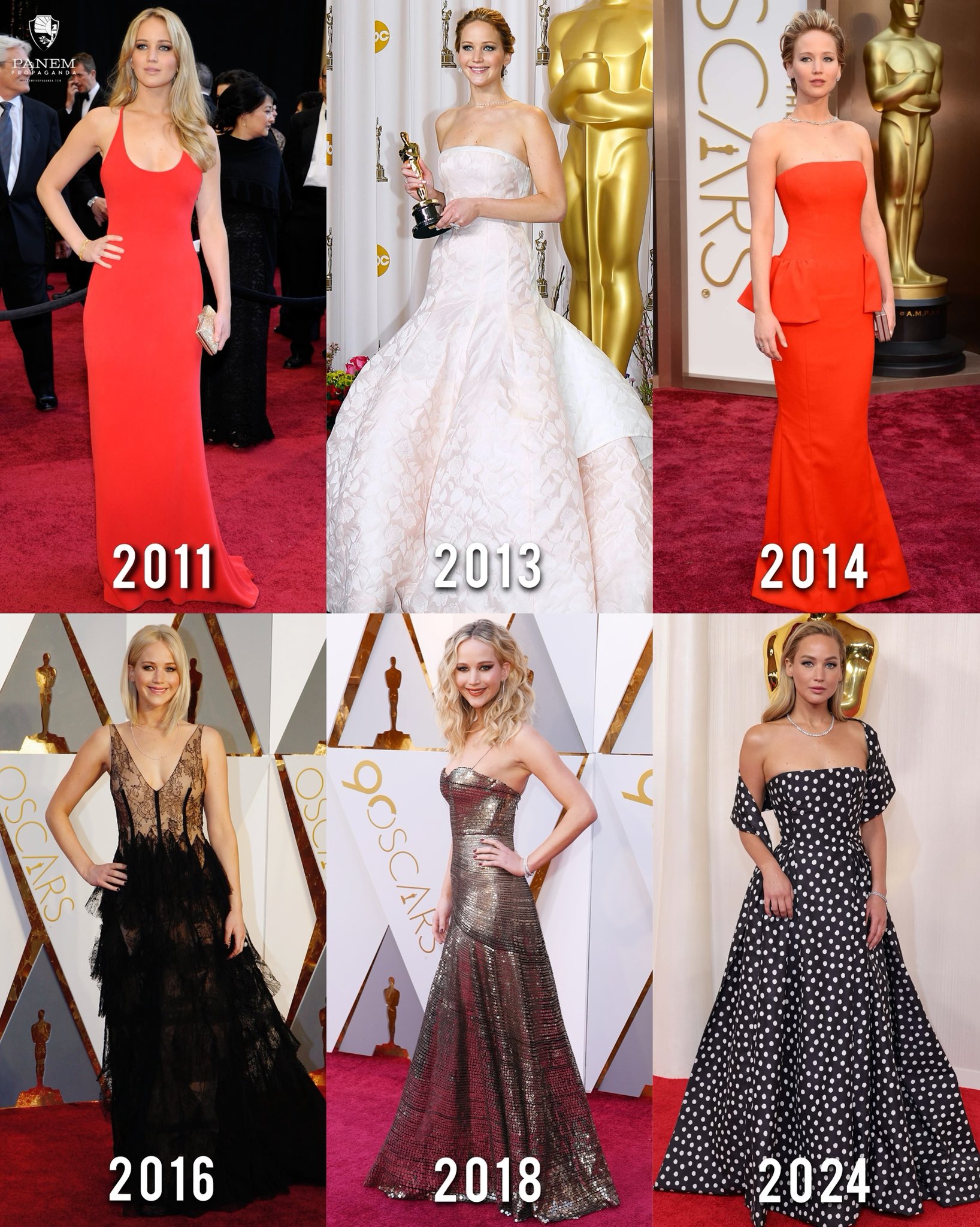 Jennifer Lawrence Oscars 2024 Red Dress