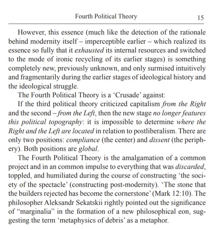 I like Alexander Dugin’s “Fourth Political Theory” concept, especially ...