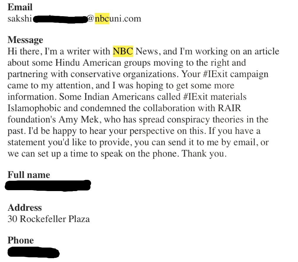 Dear Sakshi Venkatraman, @sakshi_saroja of @NBCUniversal: Thank you for ...