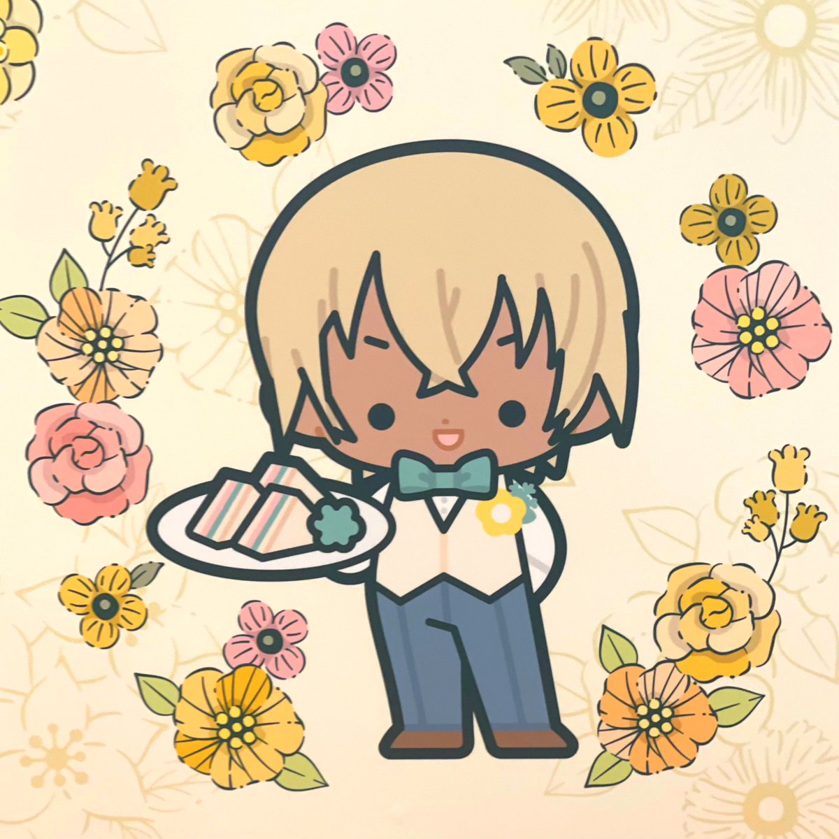 「カフェの壁のデフォルメの赤安みんな撮ってきたのでおすそ分け 」|🐱SYEI(しぇい)🐱のイラスト