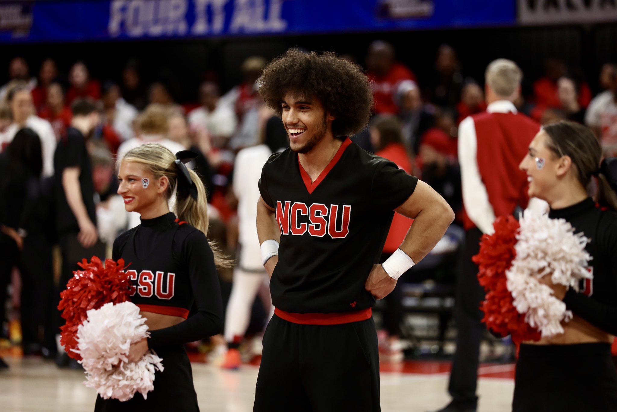 Nc State Cheerleading T Shirts Men's Adidas White NC State Wolfpack