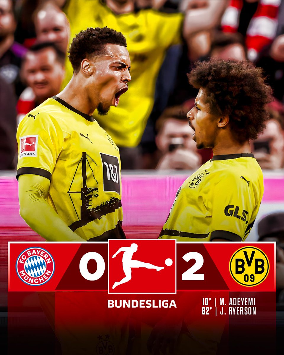 🟡⚫️ Borussia Dortmund win Der Klassiker at Bayern’s stadium for the first time since April 2014 ...