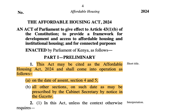 Folks, President William Ruto signed into law the Affordable Housing ...