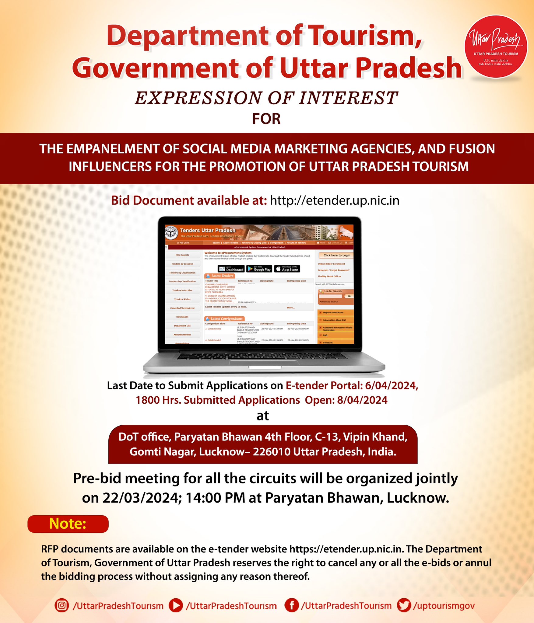 Etender Up Etenderupnicin Latest Tenders And Tender E Tender Document