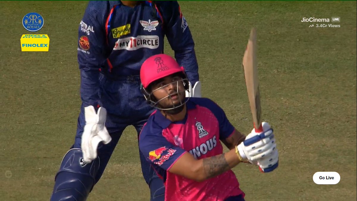 Riyan Parag dismissed for 43 in 29 balls. A good knock by Parag ...