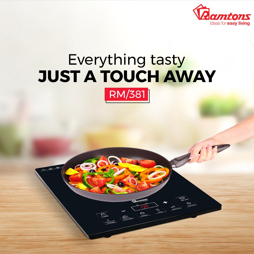 Ramtons on X Bringing you the ultimate cooking companion for your kitchen our InductionCooker Free NonStick 24 cm Pan Inside Black RM 381. This induction cooker offers precise temperature control