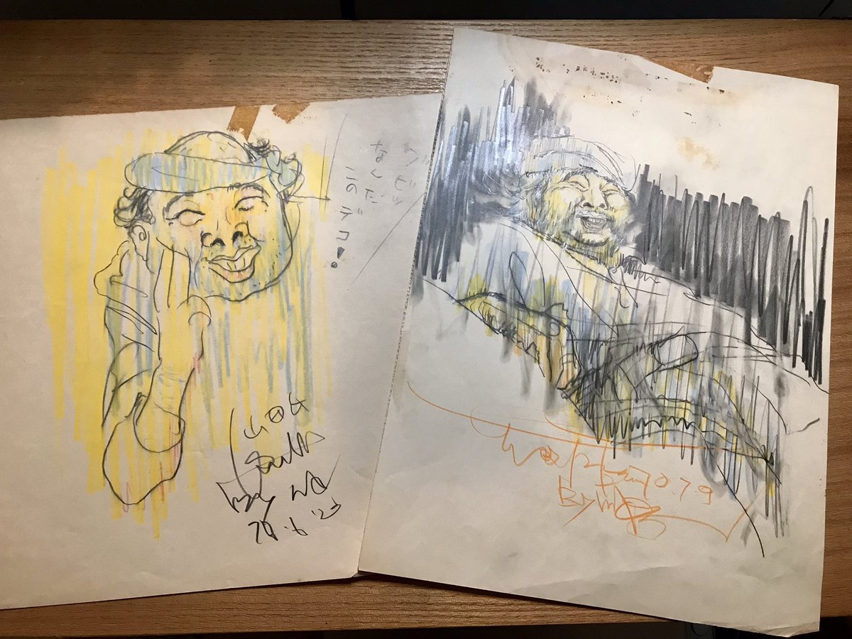 「整理中似顔絵を発見し思わず笑ってしまいました。1970年、東映時代の方だと思います。山田氏。(写真とそっくりwサリーちゃ」大橋学公式サイト Mao Cloudの漫画