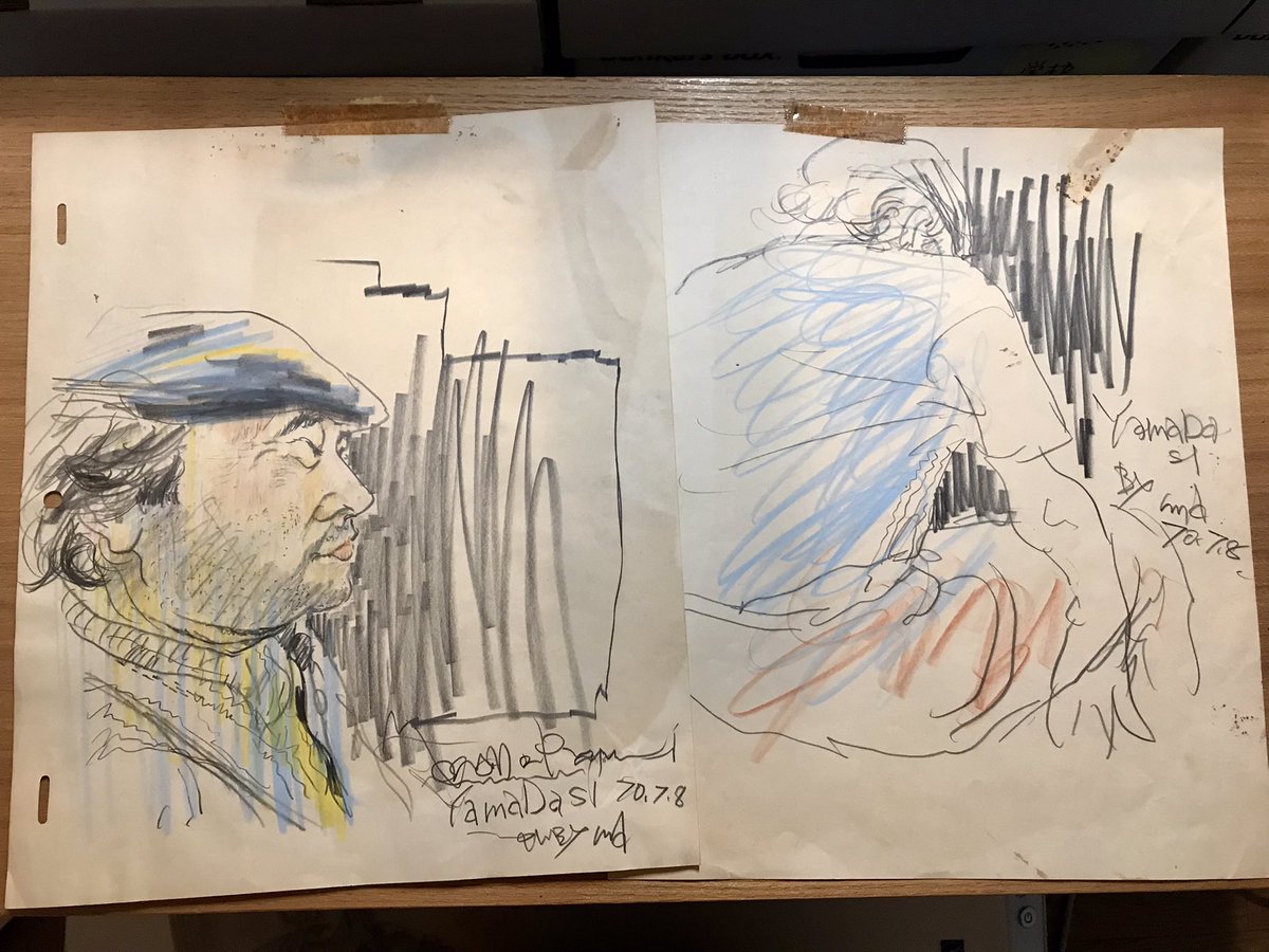 「整理中似顔絵を発見し思わず笑ってしまいました。1970年、東映時代の方だと思います。山田氏。(写真とそっくりwサリーちゃ」大橋学公式サイト Mao Cloudの漫画