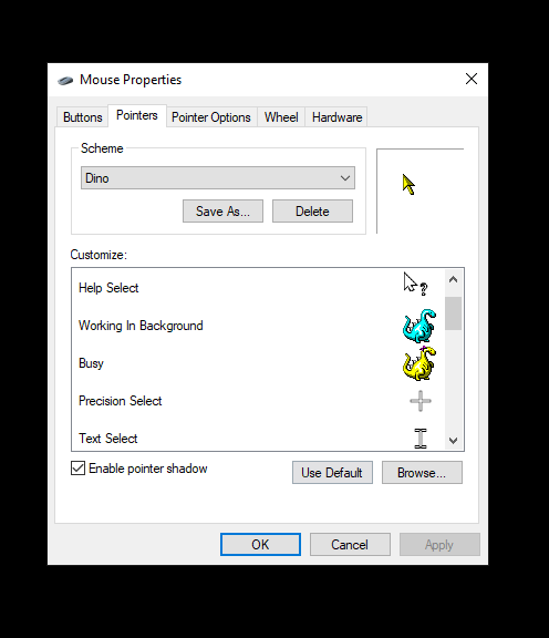 Dinosaur Cursor Windows 10