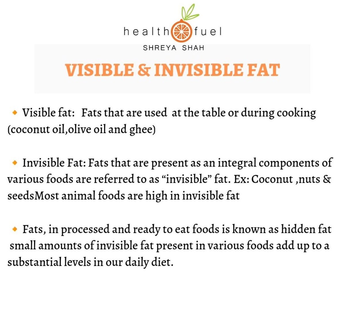 Fats! I should avoid fats,Fats will make me fat Do u also have this ...