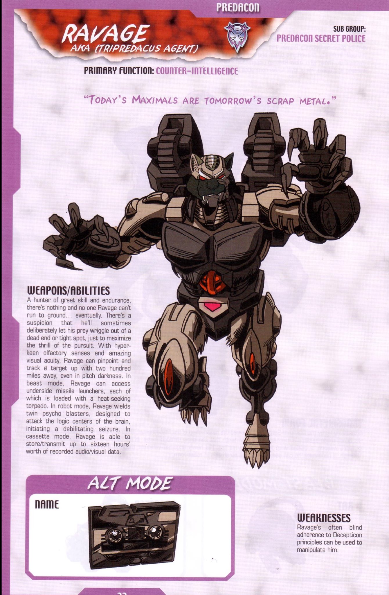 Transformers Beast Wars Ravage
