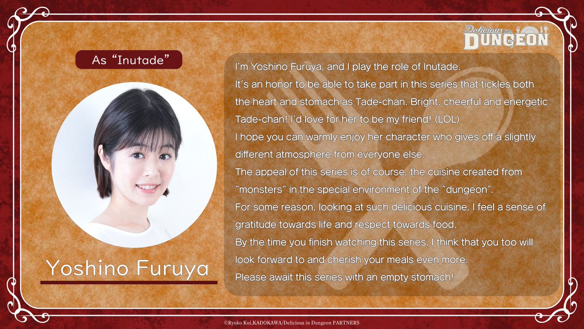 🐲 CAST INTRODUCTION: INUTADE 🍖 We are pleased to introduce Yoshino ...