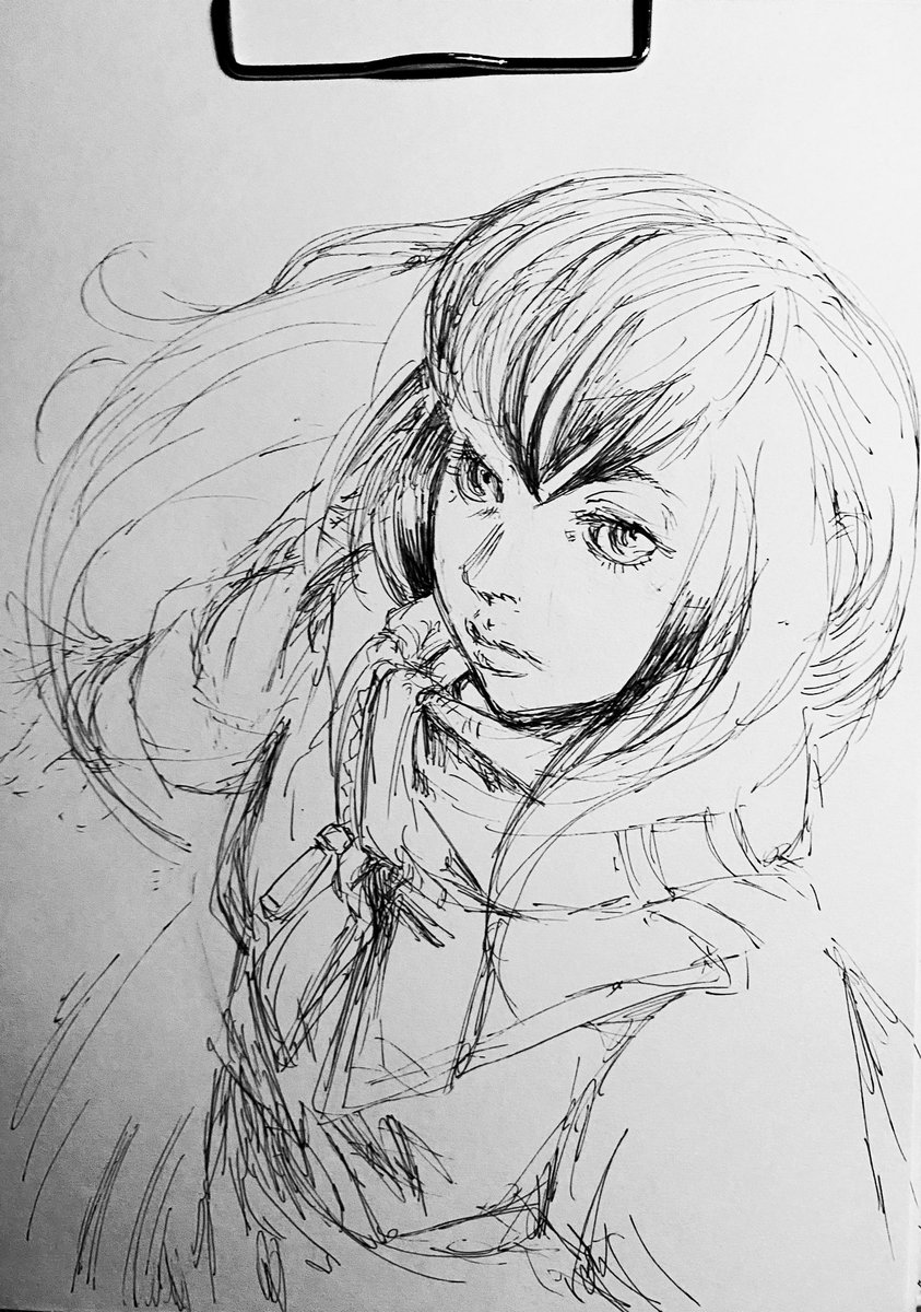 「少し描きました。 夜勤の夜食休憩時に。 夜食は食べないので😅 イラスト Illustration 」gonの漫画