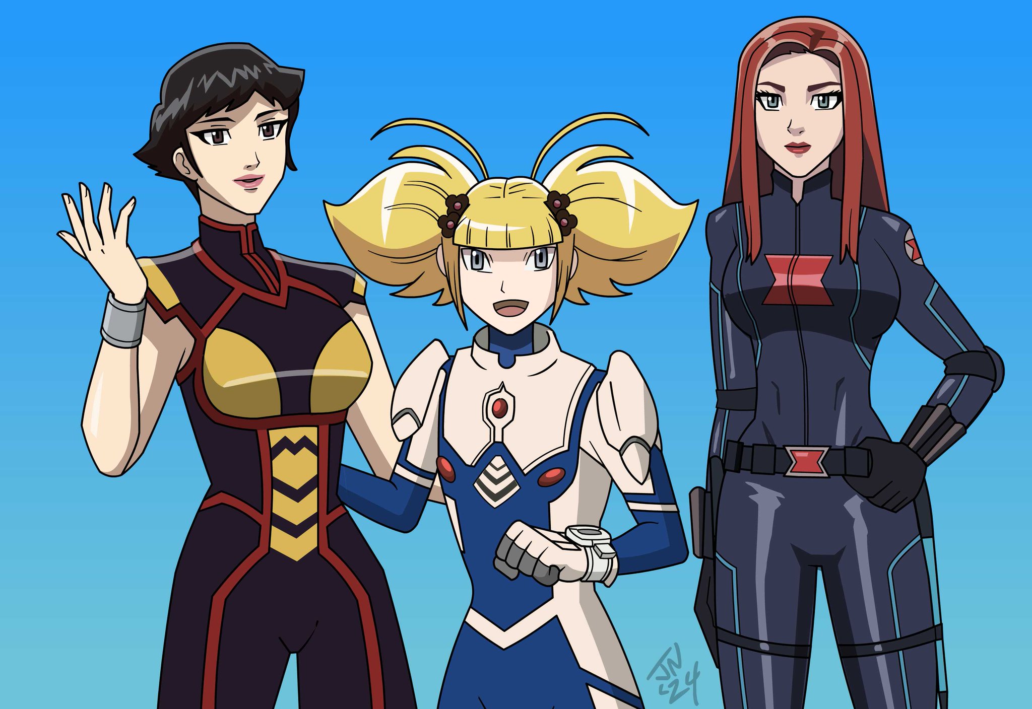 jettmanas on X Still have 6 eps to go for the great 18 Marvel Future Avengers. Wasp Charade new for the series B. Widow. Rights to Marvel. marvel marvelfutureavengers AnimeArt animegirl