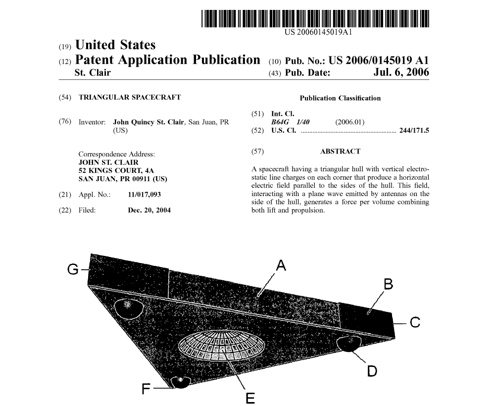 I present to you a triangular spacecraft patent submitted by John St ...