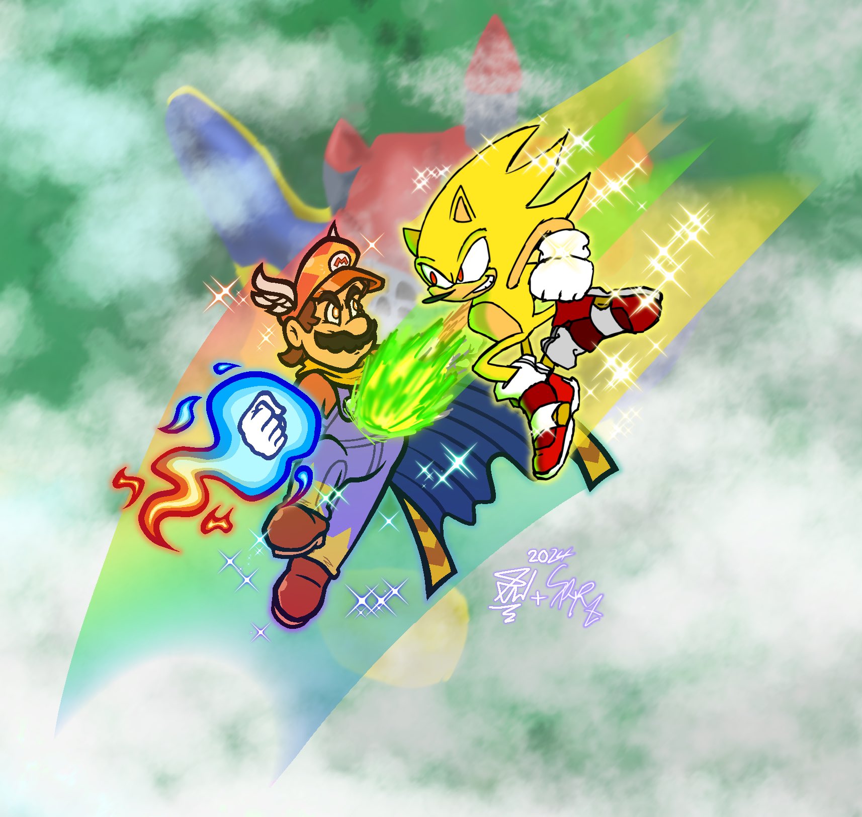 Hyper Mario Vs Hyper Sonic