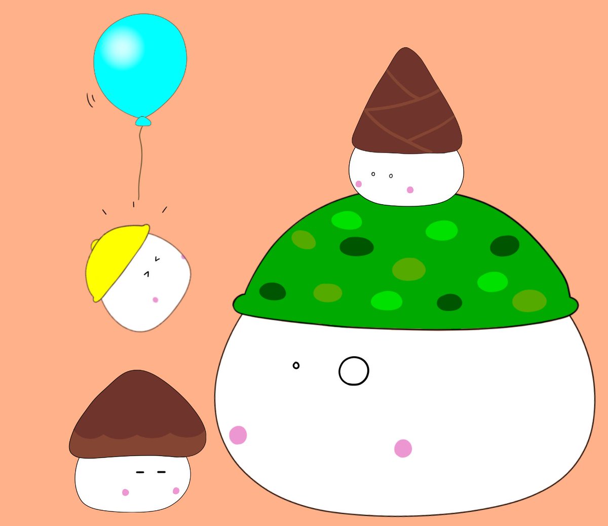 「こんにちはお昼はタケノコご飯「おっと」#イラスト 」|ちゃーすりん@ゆるキャラ絵師のイラスト