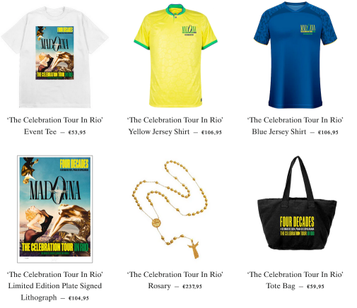 Madonna Celebration Tour Merch