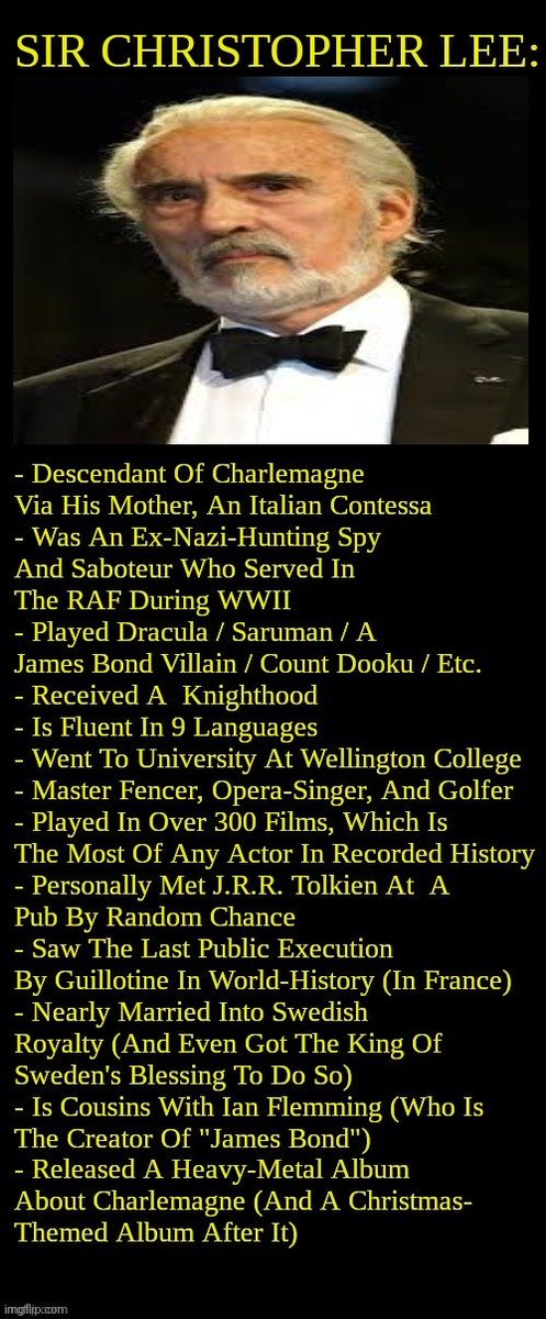 Christopher Lee is directly descended from the Medici family through ...