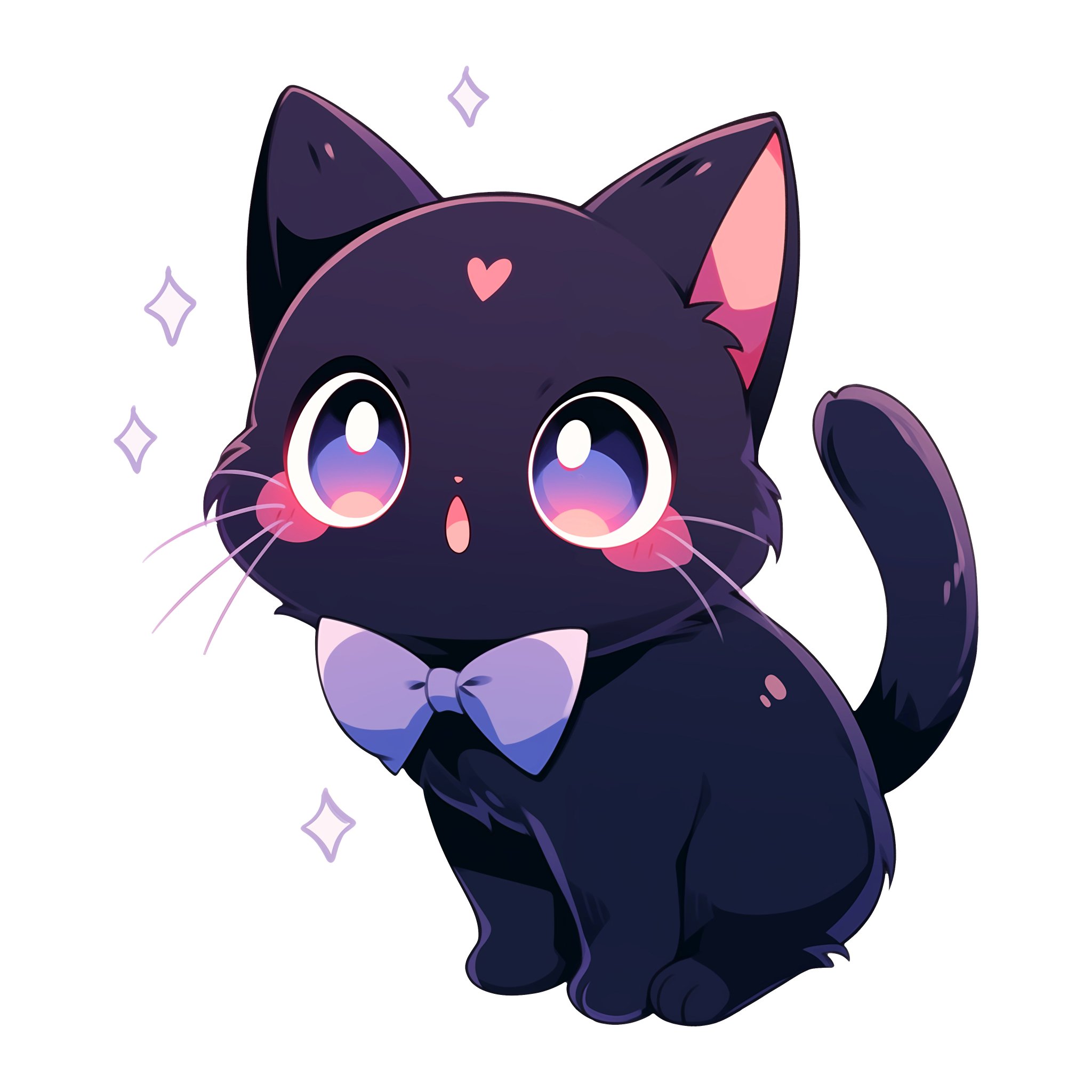 CozyKawaiiArt on X This adorable anime black cat kitten looks surprised and curious with its big expressive eyes capturing your heart. Bring a touch of whimsy and charm to your day with