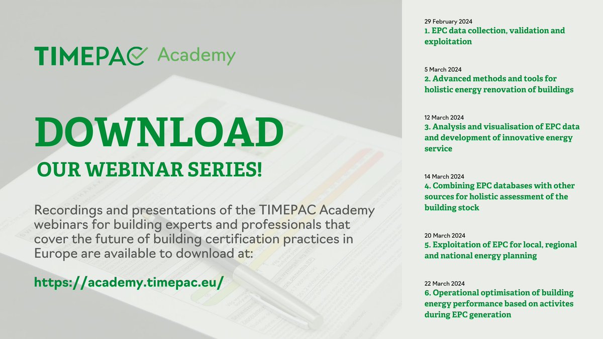 TIMEPAC Verification Scenario Workshop: Improving building operation ...