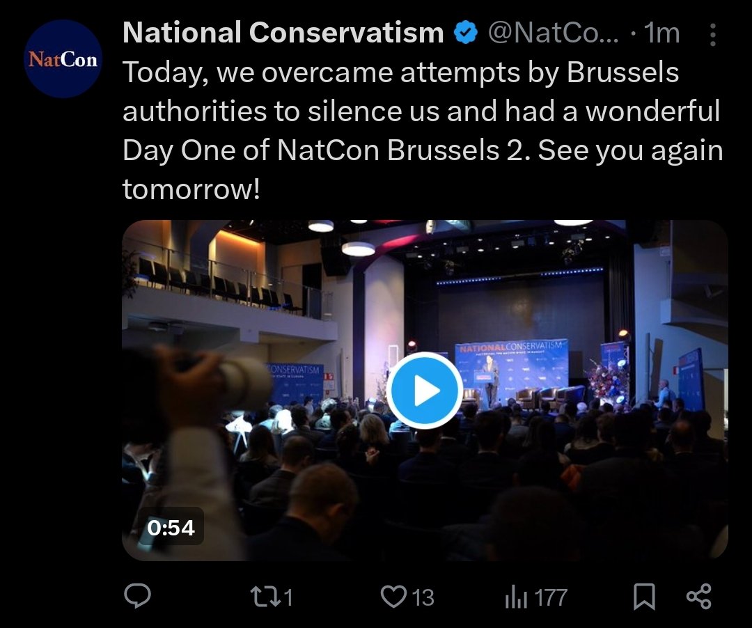 Police have just shut down NatCon Brussels - Thread from Karam Bales @karamballes - Rattibha