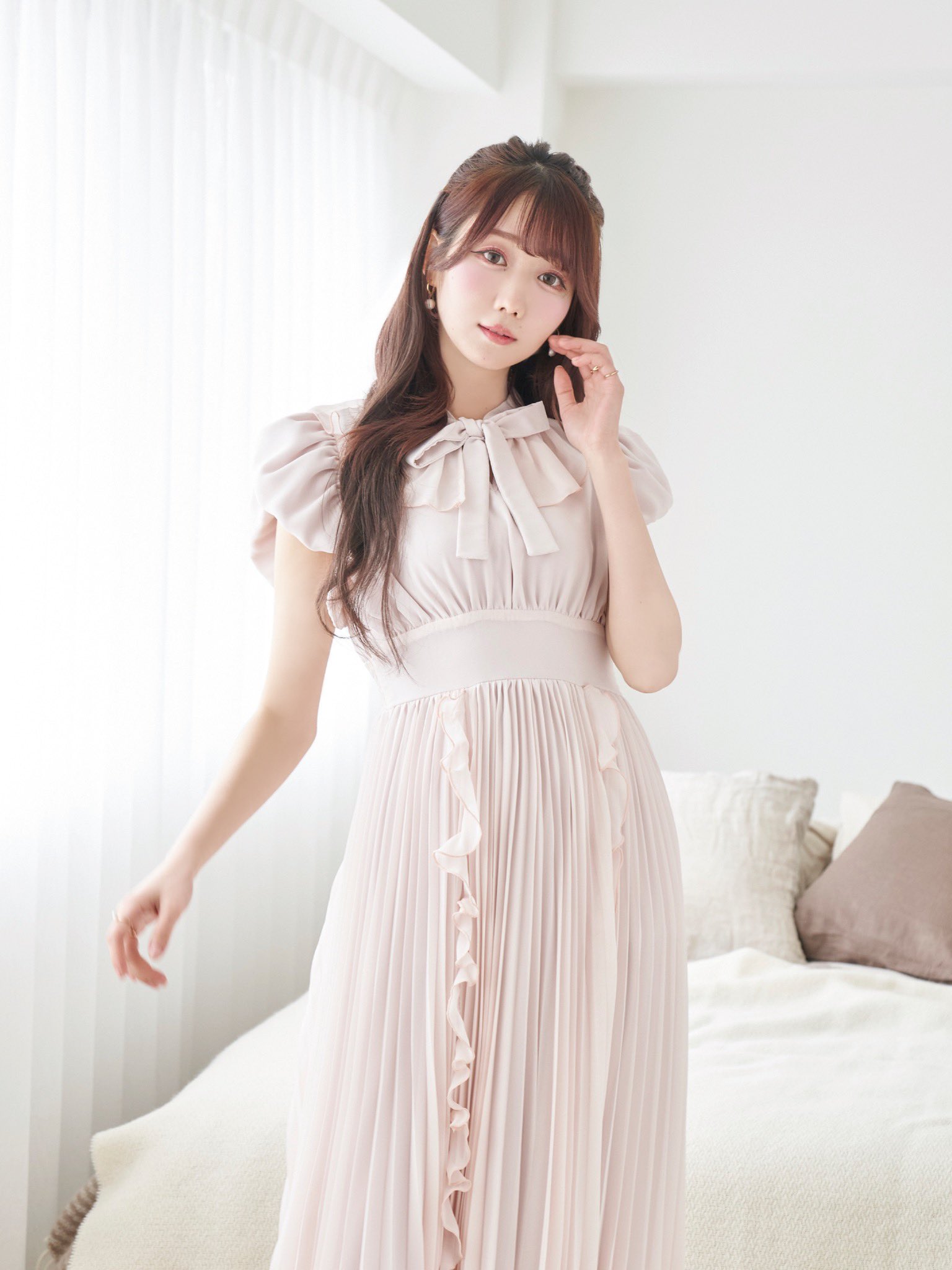 Rose Muse chiffon pleated dress ロゼミューズ Rose Muse chiffon pleated dress ロゼミューズ