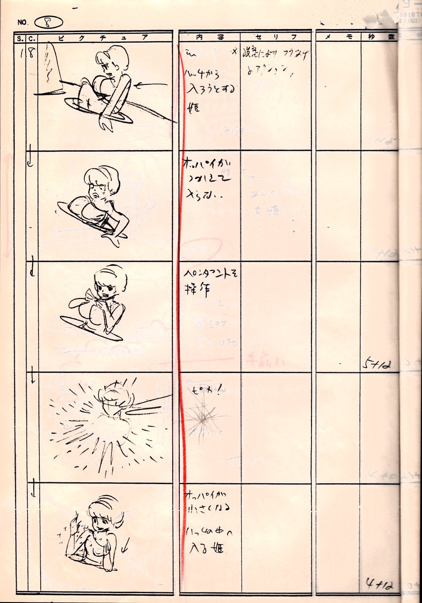 「大橋学が使用した絵コンテ。おてんば宇宙人。 」大橋学公式サイト Mao Cloudの漫画