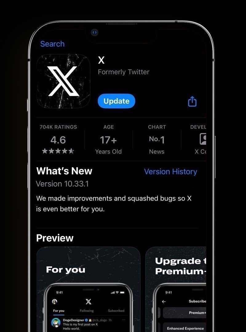 An update for 𝕏 app is now available on iOS. Ensure your app is up-to ...