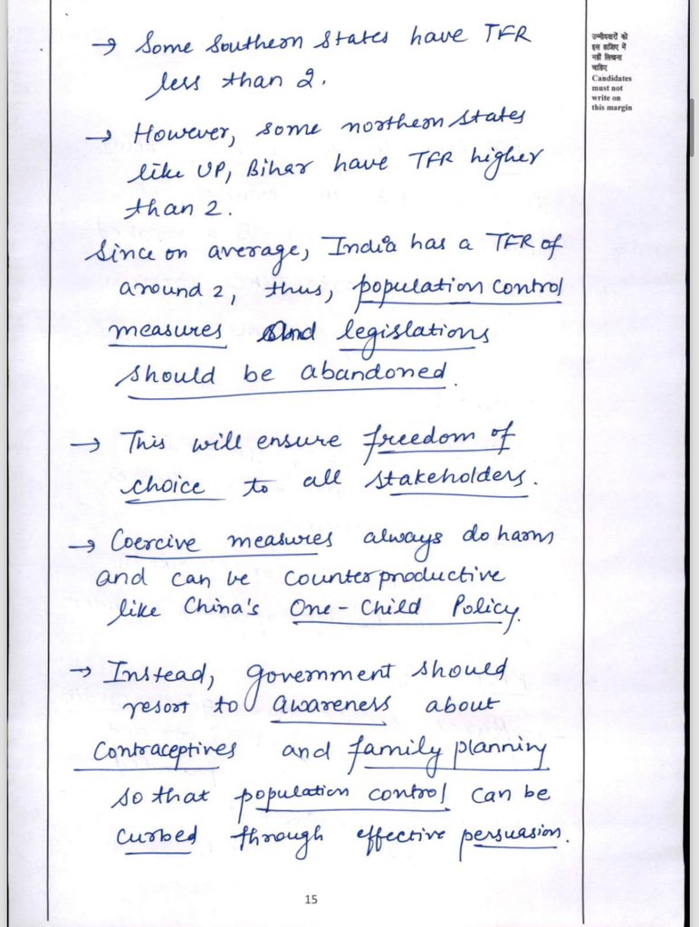 UPSC Topper Ruhani AIR 5 CSE 2023 GS-2 Mock Answer copy A Thread 🧵 ...