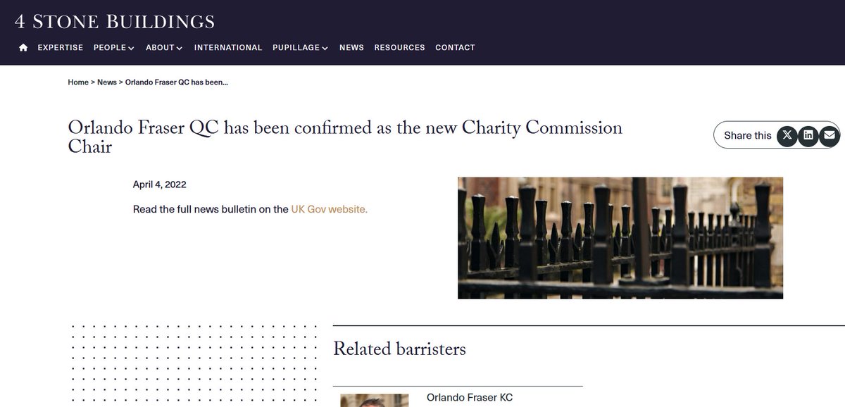 April 4, 2022 - 4 Stone Buildings announcement : "Orlando Fraser QC has ...