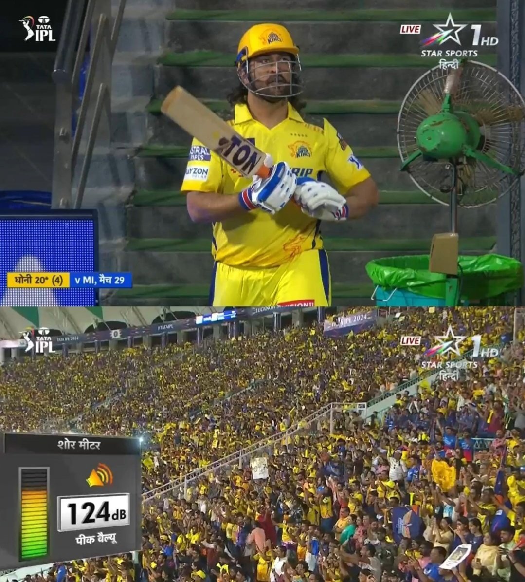 124dB cheer on 'Shor Meter' when MS Dhoni arrived at the Ekana Stadium ...