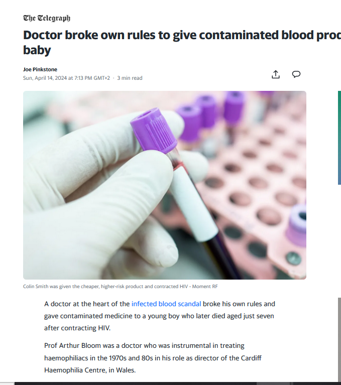 "The true scale of the number of medical trials using infected blood ...