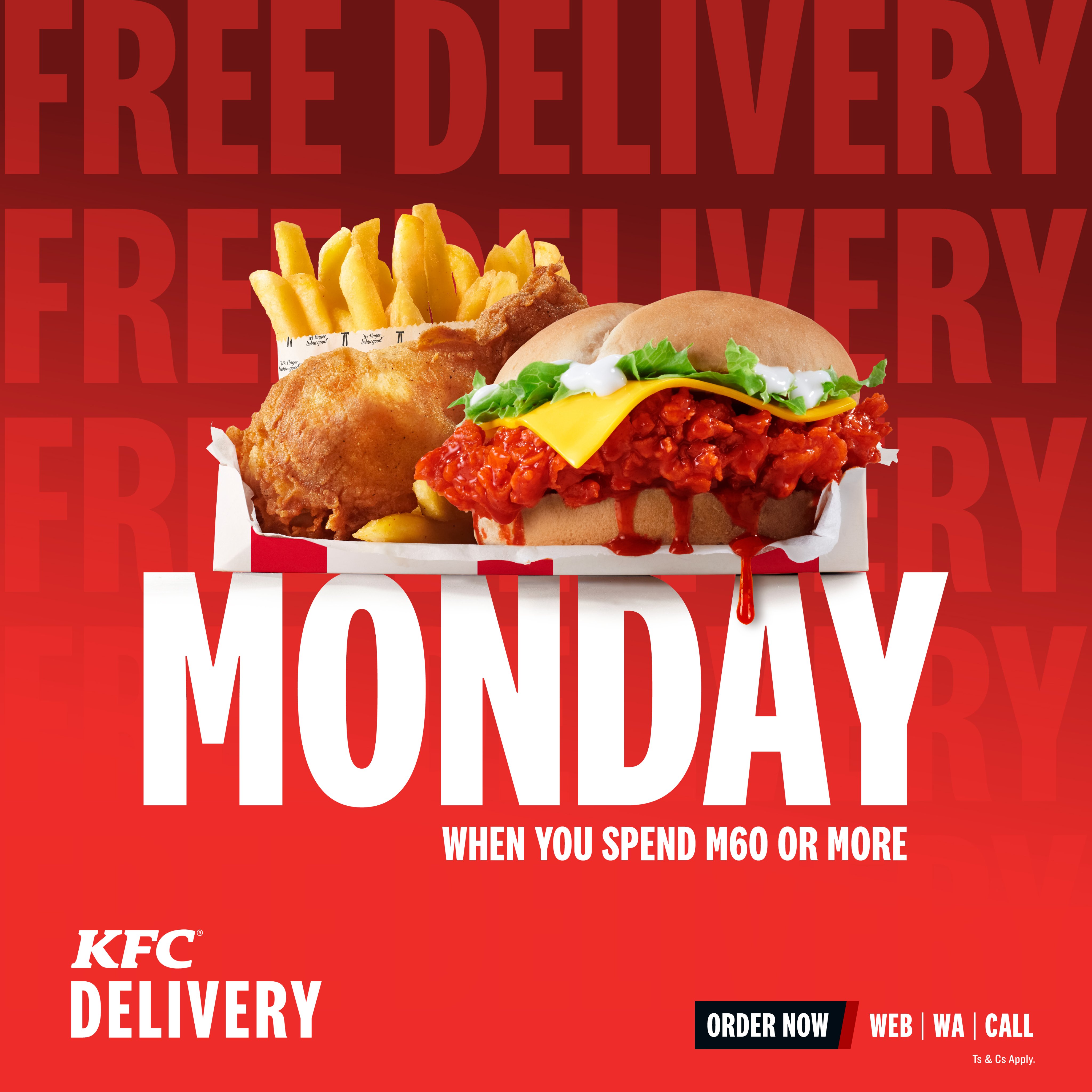 KFC Lesotho on X It s Free Delivery Mondays Order today for over M60 and we ll delivery it at zero delivery fee Order from our app today Android https t Z7cNE6jB9g iOS https t FMaoF5FrCf https t...