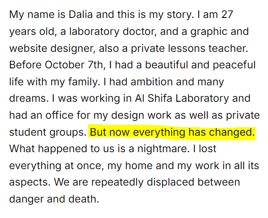 Hello Friends. Dalia Naim need your help, her campaign is slow, she has ...